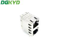 China DGKYD Metal Shielded Cat6a RJ45 Connector 2x1 Stacked 8P10C 1000Base-T with LED for sale