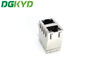 China DGKYD Metal Shielded Cat6a RJ45 Connector 2x1 Stacked 8P10C 1000Base-T with LED for sale