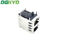 China DGKYD Metal Shielded Cat6a RJ45 Connector 2x1 Stacked 8P10C 1000Base-T with LED for sale