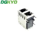 China DGKYD Metal Shielded Cat6a RJ45 Connector 2x1 Stacked 8P10C 1000Base-T with LED for sale