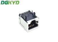 China PA66 Black Ethernet Rj45 Connector DIP PCB Mount Without Lamp Flat 8PIN for sale