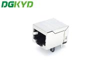 China PA66 Black Ethernet Rj45 Connector DIP PCB Mount Without Lamp Flat 8PIN for sale
