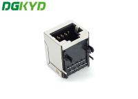 China PA66 Black Ethernet Rj45 Connector DIP PCB Mount Without Lamp Flat 8PIN for sale