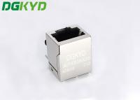 China PA66 Black Ethernet Rj45 Connector DIP PCB Mount Without Lamp Flat 8PIN for sale