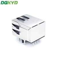 China Single Port RJ45 Female Connector 8P8C 10/100 Base-T with LEDs for sale