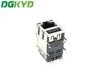 China 1000 Base-T Single Port RJ45 USB2.0 Jack Socket Connector with 100Ω Impedance and 2250VDC Rating for sale