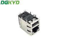 China 1000 Base-T Single Port RJ45 USB2.0 Jack Socket Connector with 100Ω Impedance and 2250VDC Rating for sale