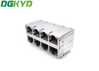China Shielded 2x4 Multiport RJ45 Female PCB Connector with Integrated Transformer - 8 Port Gigabit Ethernet 265°C Solder for sale