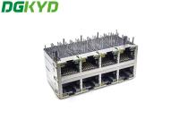 China Shielded 2x4 Multiport RJ45 Female PCB Connector with Integrated Transformer - 8 Port Gigabit Ethernet 265°C Solder for sale
