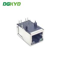 China Gigabit RJ45 Connector Socket 8P10C Right Angle 90 Degree with LED Indicators and 100 Ohm Impedance for sale