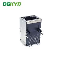 China Gigabit RJ45 Connector Socket 8P10C Right Angle 90 Degree with LED Indicators and 100 Ohm Impedance for sale