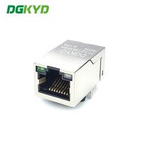 China Gigabit RJ45 Connector Socket 8P10C Right Angle 90 Degree with LED Indicators and 100 Ohm Impedance for sale