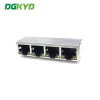 China Network Integrated Filter RJ45 Shielded Connector 1X4  8P8C 6U DIP PCB Mount Style for sale
