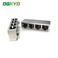 China Network Integrated Filter RJ45 Shielded Connector 1X4  8P8C 6U DIP PCB Mount Style for sale
