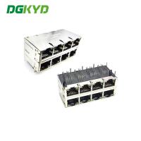 China 2×4 Multiport Ethernet RJ45 Connector with 10-Pin Female Jack, 1000BASE-T Support and 265°C Wave Soldering for sale