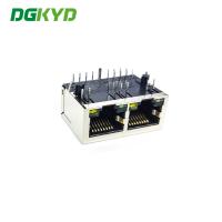 China DGKYD112B002AA2A1D3 RJ45 Socket 1x2 Port 8P8C 100M Shielded Connector with LED Indicators for sale
