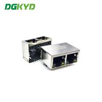 China 1x2 Port 1000M RJ45 Multiple Port Connectors Socket With LED Light for sale