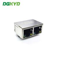 China 1x2 Port 1000M RJ45 Multiple Port Connectors Socket With LED Light for sale