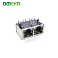 China 1x2 Port 1000M RJ45 Multiple Port Connectors Socket With LED Light for sale