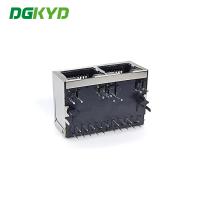 China 1x2 Port 1000M RJ45 Multiple Port Connectors Socket With LED Light for sale