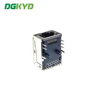 China Two Color Light DIP RJ45 12 Pin Socket Connector PA66 Material for sale