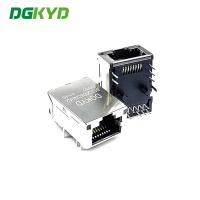 China Two Color Light DIP RJ45 12 Pin Socket Connector PA66 Material for sale