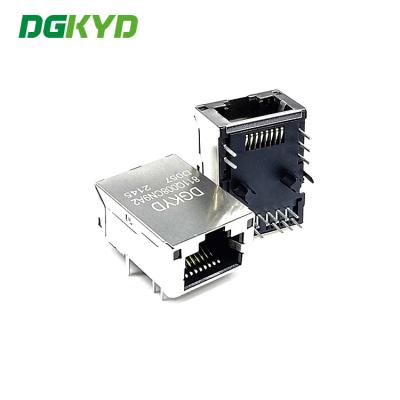 China Two Color Light DIP RJ45 12 Pin Socket Connector PA66 Material for sale