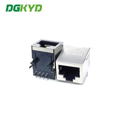 China Gigabit PBT 8 Pin RJ45 Connector Single Port Without LED Brass Shield 1000BASE-T for sale