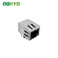 China Cat5e RJ45 Single Port Connector with EMI Finger Yellow Green LED 10/100/1000BASE-T for sale