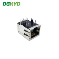 China Cat5e RJ45 Single Port Connector with EMI Finger Yellow Green LED 10/100/1000BASE-T for sale