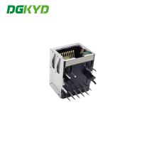 China Cat5e RJ45 Single Port Connector with EMI Finger Yellow Green LED 10/100/1000BASE-T for sale
