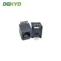 China 52D Series Single Port 6P6C RJ11 Jack Connector Black 4 Position Through Hole for sale