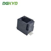 China 52D Series Single Port 6P6C RJ11 Jack Connector Black 4 Position Through Hole for sale