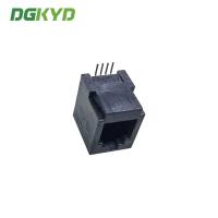 China 52D Series Single Port 6P6C RJ11 Jack Connector Black 4 Position Through Hole for sale