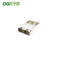 China SFP 2-Port Receptacle Connector 0.8mm Pitch Right Angle RJ45 with EMI Shielding for sale