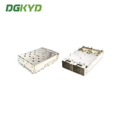 China SFP 2-Port Receptacle Connector 0.8mm Pitch Right Angle RJ45 with EMI Shielding for sale