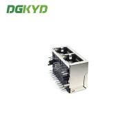 China 10Pin RJ45 1x2 Multiple Port Connector PBT Phosphor Bronze 1000BASE-T Black for sale