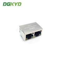 China 10Pin RJ45 1x2 Multiple Port Connector PBT Phosphor Bronze 1000BASE-T Black for sale