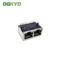 China 10Pin RJ45 1x2 Multiple Port Connector PBT Phosphor Bronze 1000BASE-T Black for sale