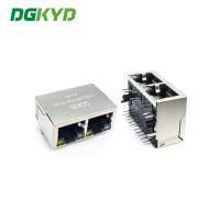 China 10Pin RJ45 1x2 Multiple Port Connector PBT Phosphor Bronze 1000BASE-T Black for sale