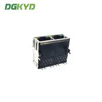 China DGKYD312B002DB1A4DN Dual Port RJ45 Cat6 Connector with Transformer - 100M Network Jack with LED Indicators for sale