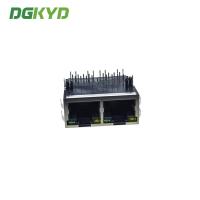 China DGKYD312B002DB1A4DN Dual Port RJ45 Cat6 Connector with Transformer - 100M Network Jack with LED Indicators for sale