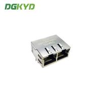 China DGKYD312B002DB1A4DN Dual Port RJ45 Cat6 Connector with Transformer - 100M Network Jack with LED Indicators for sale