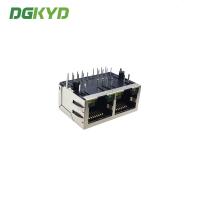 China Low Profile 1x2 Cat6 RJ45 Multiple Port Connectors DGKYD112B002DB2A1D for sale