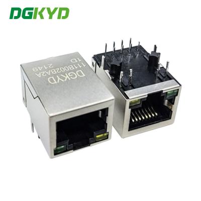 China Black Metal Shielded PBT Cat5 RJ45 Connector 8P8C Ethernet Jack with Transformer 10/100/1000Base-T for sale