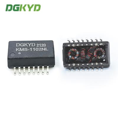China Customized Safety 1500V AC Ethernet Transformer SMD 16 PIN 100BASE Filter with 350μH Inductance for sale