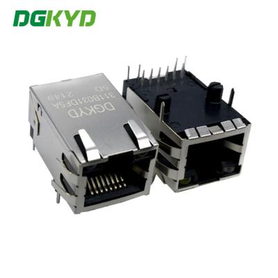 China PA66 Shielded 6U ethernet rj45 connector 25.8mm Network Socket RJ45 With Transformer for sale