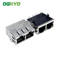 China DGKYD312B002DB1A4DN Dual Port RJ45 Cat6 Connector with Transformer - 100M Network Jack with LED Indicators for sale