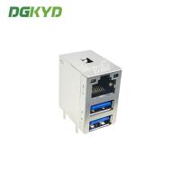 China UL94V-0 USB 3.0 Dual Port RJ45 Network Socket Connector with Gigabit Ethernet and 8 Terminals for sale