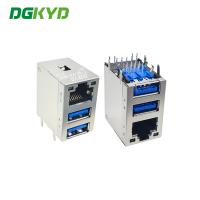 China UL94V-0 USB 3.0 Dual Port RJ45 Network Socket Connector with Gigabit Ethernet and 8 Terminals for sale
